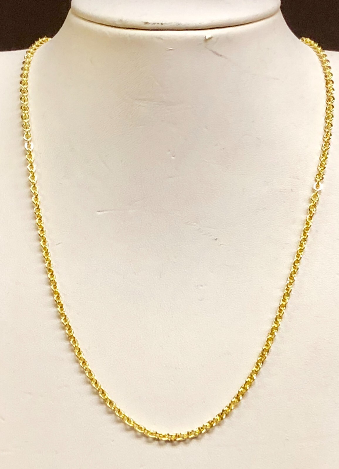 18k Yellow Gold Lite Cable Link Pendant Chain/Necklace Ext 16"-18" 1.8 ...