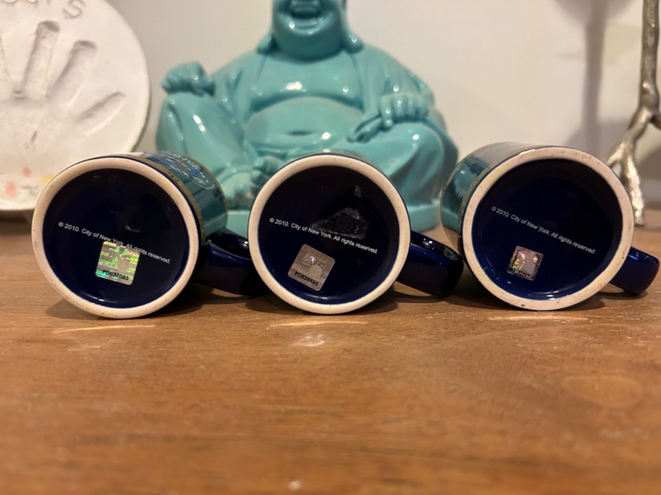 three NYPD MINI MUGS 2010 - New York Police Department - blue gold | eBay