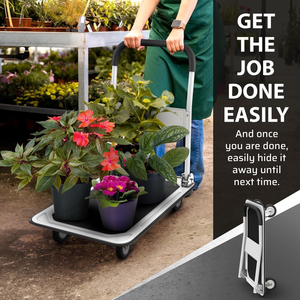 Folding Hand Truck Dolly Cart - 330lbs Capacity Luggage Trolley in ...