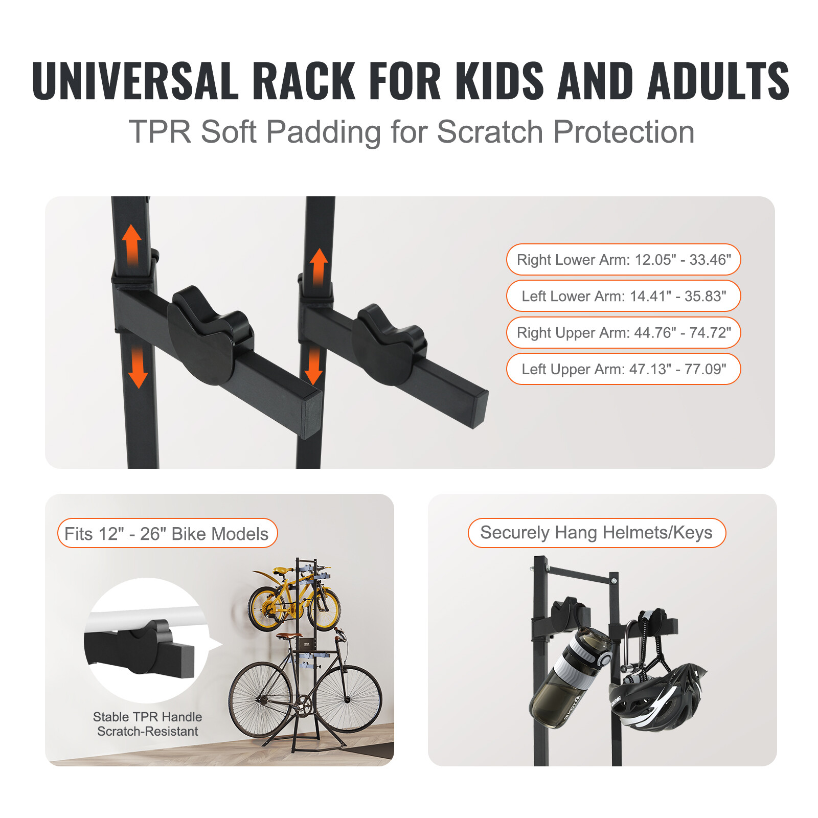 4 Bike Storage Rack, Free Standing Vertical Bike Rack Holds Up to 260 ...