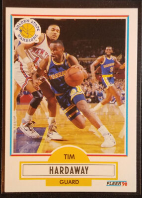 1990-91 Fleer #63 Tim Hardaway Rookie RC Golden State Warriors (HOF) NM ...