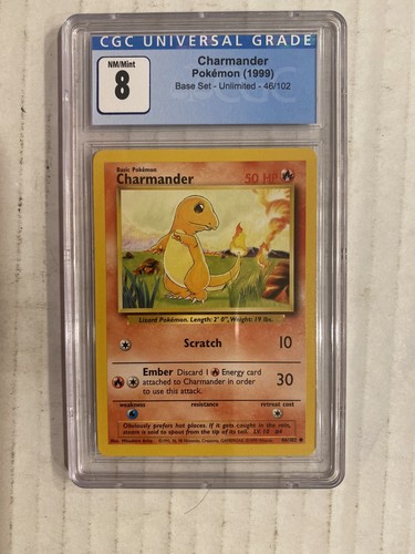 Pokemon TCG Charmander 46/102 Base Set Graded Pokemon Card CGC 8 Mint ...