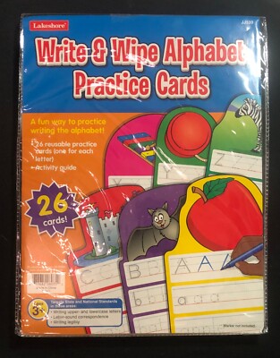 Lakeshore Write & Wipe Alphabet Practice Cards 26 cards JJ539 ~ Age 3 ...