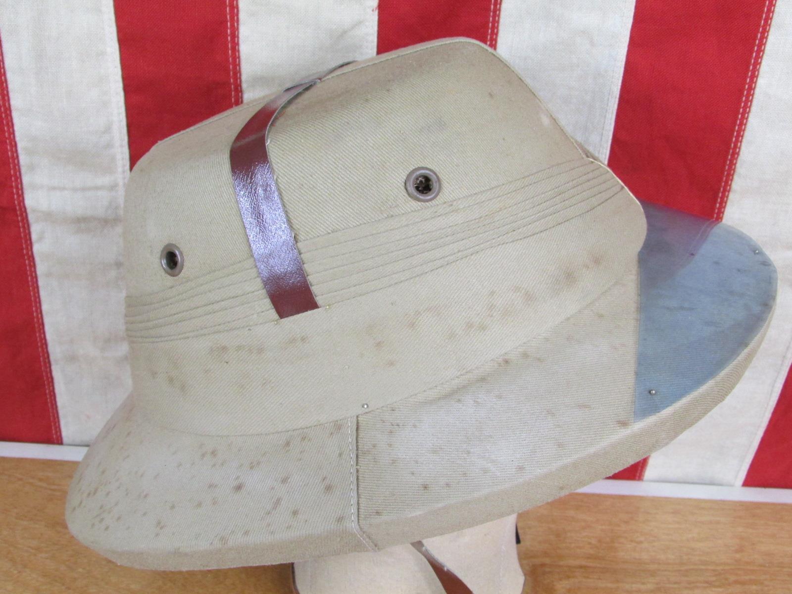 Vintage 1950s Bombay Bowler Tan Pith Sun Helmet Hat India 7 1/8 Safari ...