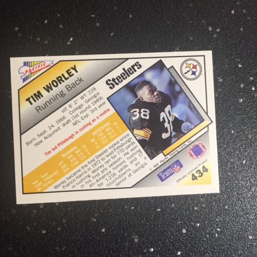 Tim Worley 1991 Pacific Football #434 NFL Pittsburgh Steelers Running ...