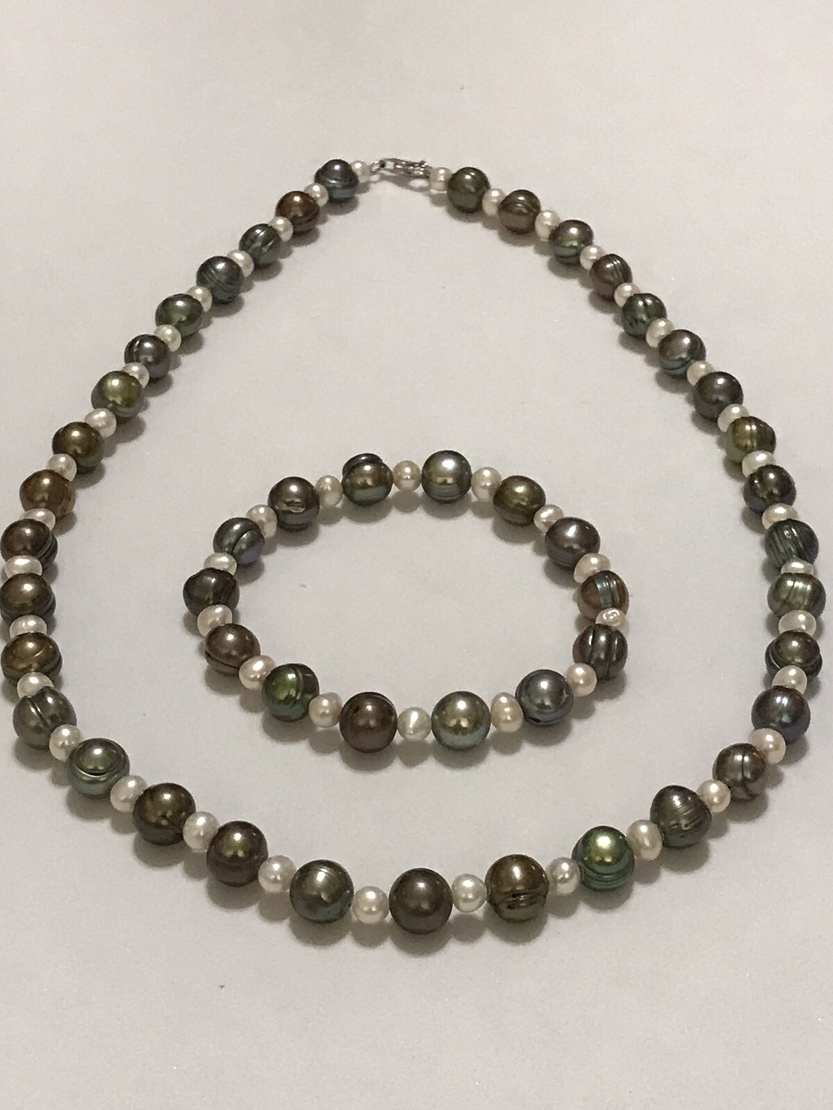 GENUINE TAHITIAN CIRCLE PEARL SET NECKLACE BRACELET I… - Gem