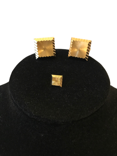 Vtg Gentlemen Groom Senator Golden Square Cufflinks & Tie Clap | eBay