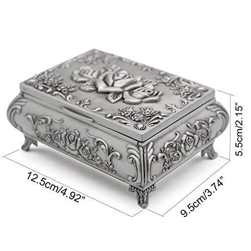 Rectangle Vintage Metal Jewelry Box Trinket Storage Medium antique ...