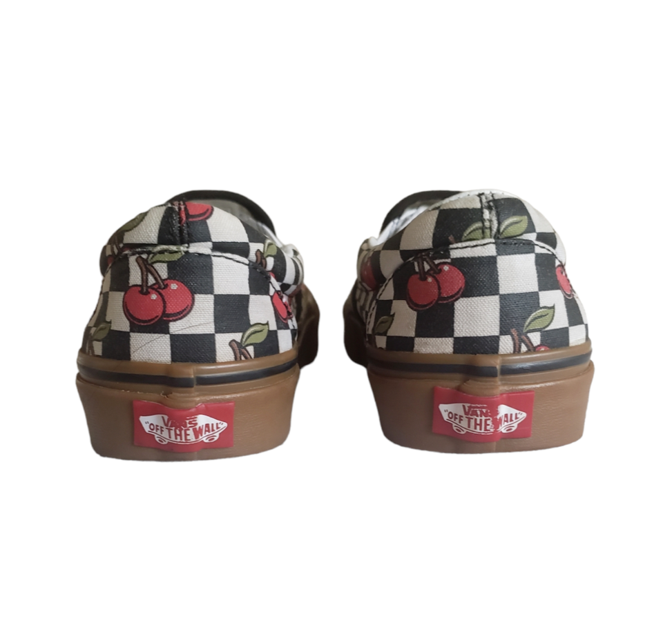 VANS Checkerboard Cherries Classic Slip On Skate Shoes Women's Size 7.5 ...