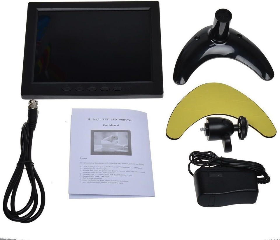 1024x768 8 Inch Portable CCTV Monitor IPS Screen HDMI VGA AV BNC for PC ...