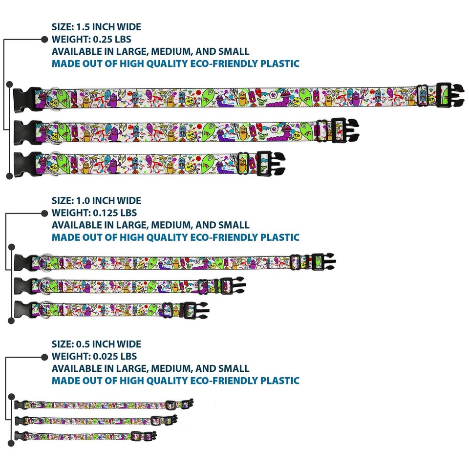 Plastic Clip Collar Monsters White NARROW-Small 7-8.5" | eBay