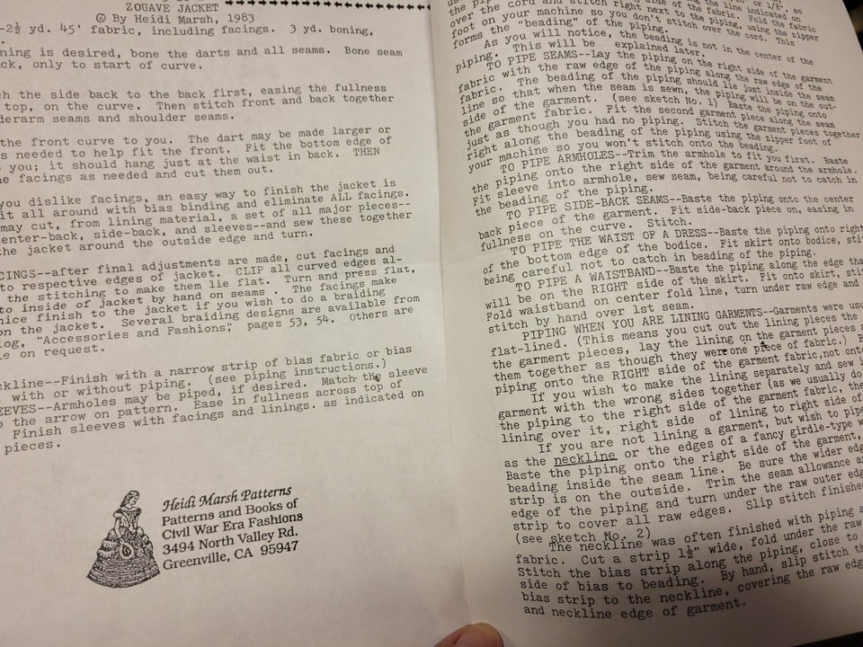 Womens Civil War ZOUAVE jacket Uncut Heidi Marsh Sewing Pattern, SZ 16 ...