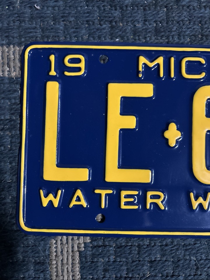 1954 Michigan License Plate LE•66•66 Water Wonderland Real Clean “666 ...