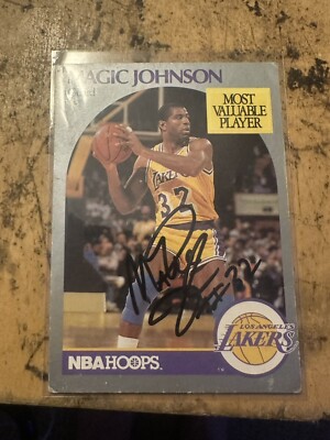 1990-91 NBA Hoops - #157 Magic Johnson On Card Auto. MVP. Number ...