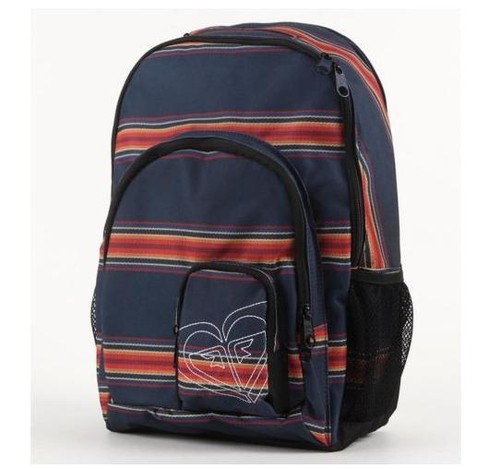 WOMEN'S GIRLS ROXY NOBLE TREK BACKPACK NAVY STRIPE MULTI LOGO SCHOOL ...