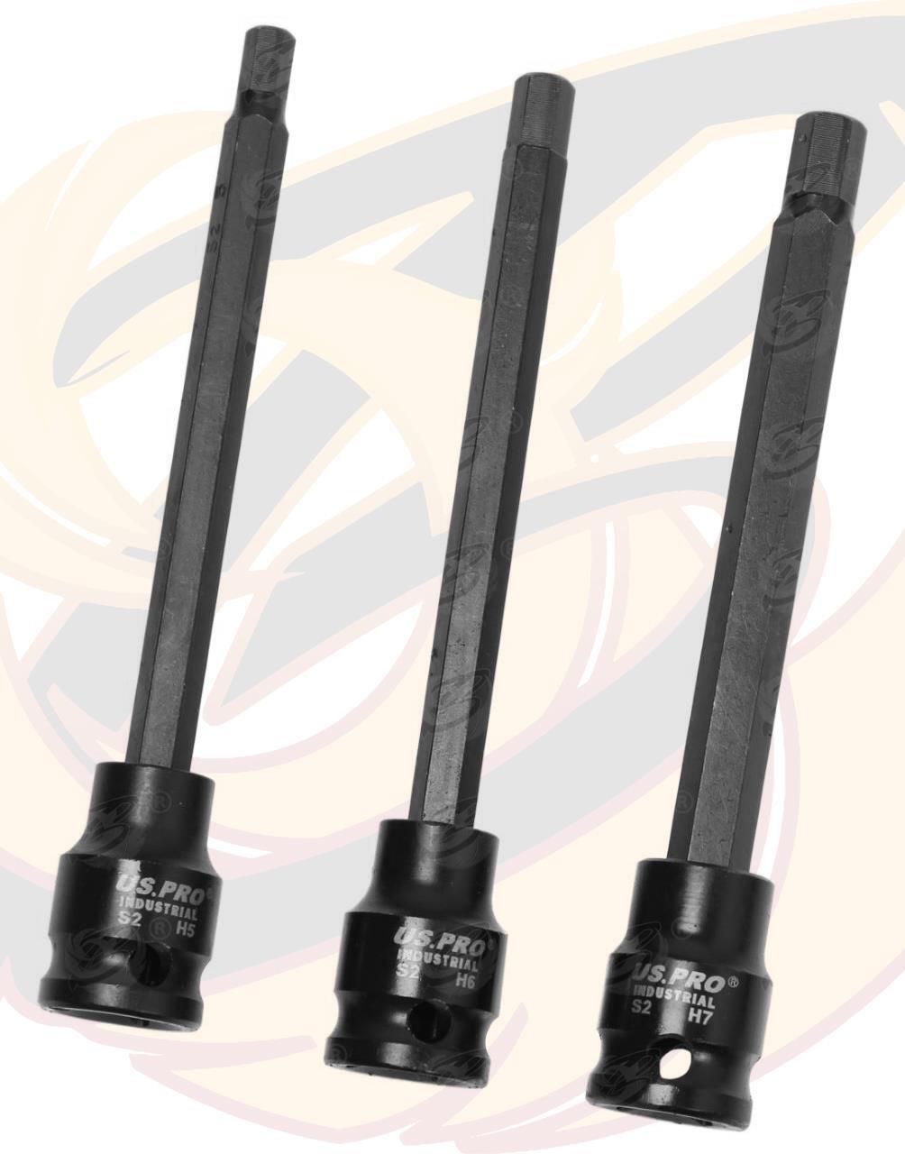 US PRO Extra Long Impact Hex Bit Sockets Set 3/8" Drive Impact H3 - H10 ...