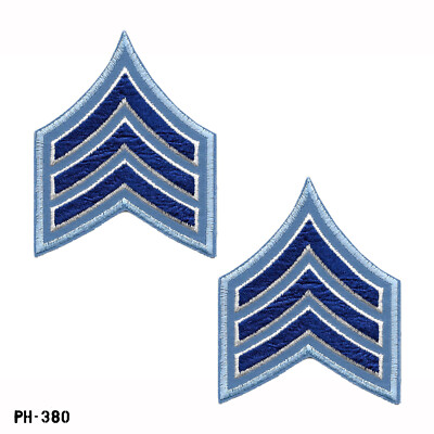 PAIR SGT ~ Sergeant Chevron Sleeve Patches ~ Blue/White/Blue ~ NOS ...