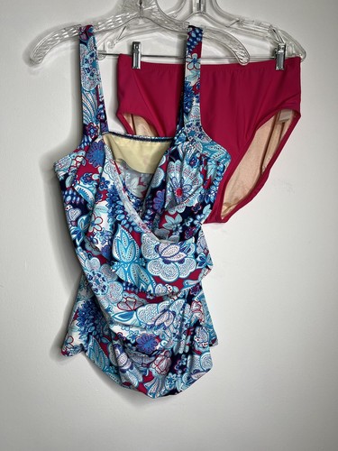 Talbots 2 pc Swim Suit Tankini Top Size 12 Underwire Support Pink ...