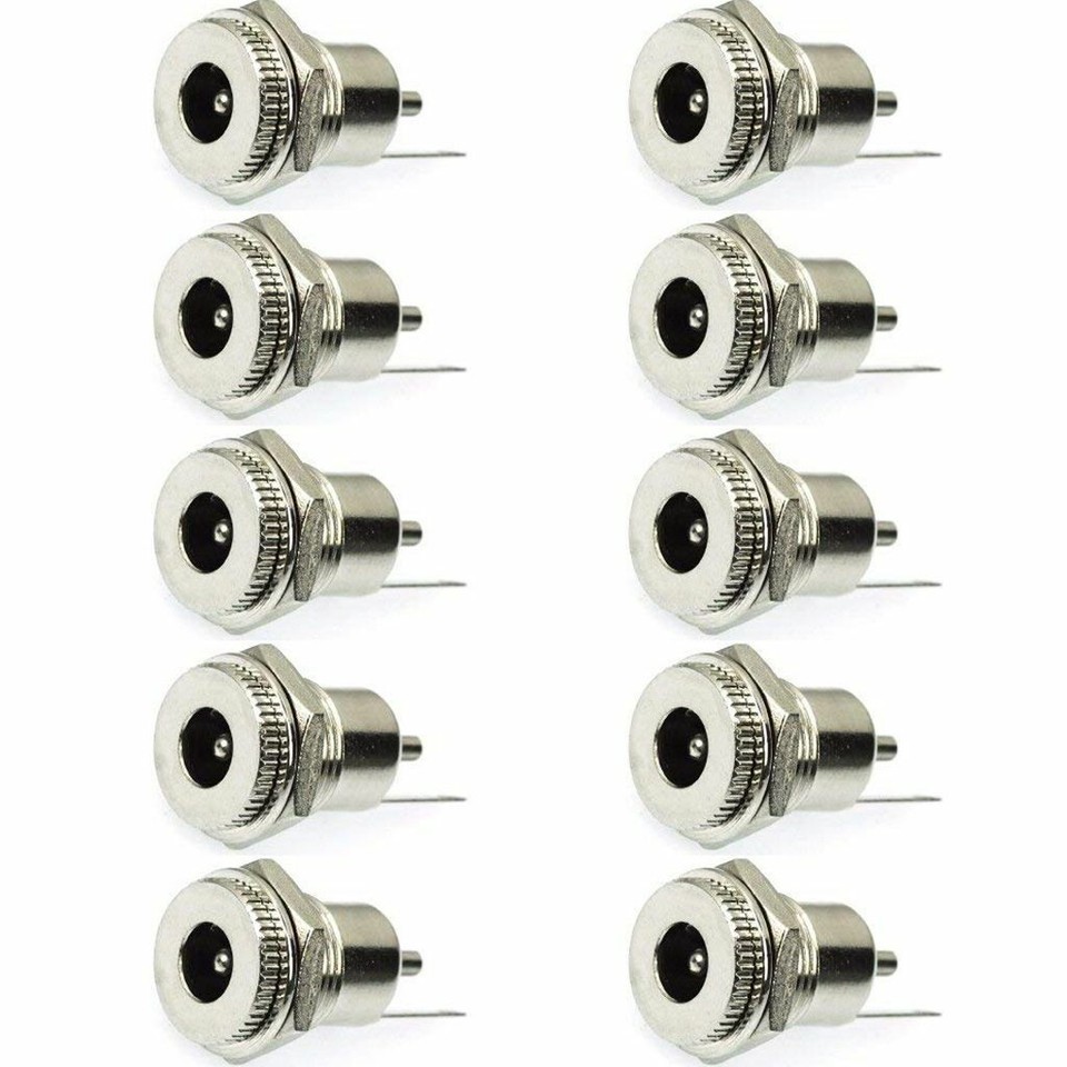 10x DC Power Supply Jack Plug Socket Female Panel Mount Connector 5.5mm ...
