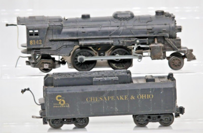 LIONEL LOCOMOTIVE #8142 W/ CHESAPEAKE & OHIO TENDER W/ EX-RUNS & LIGHTS ...