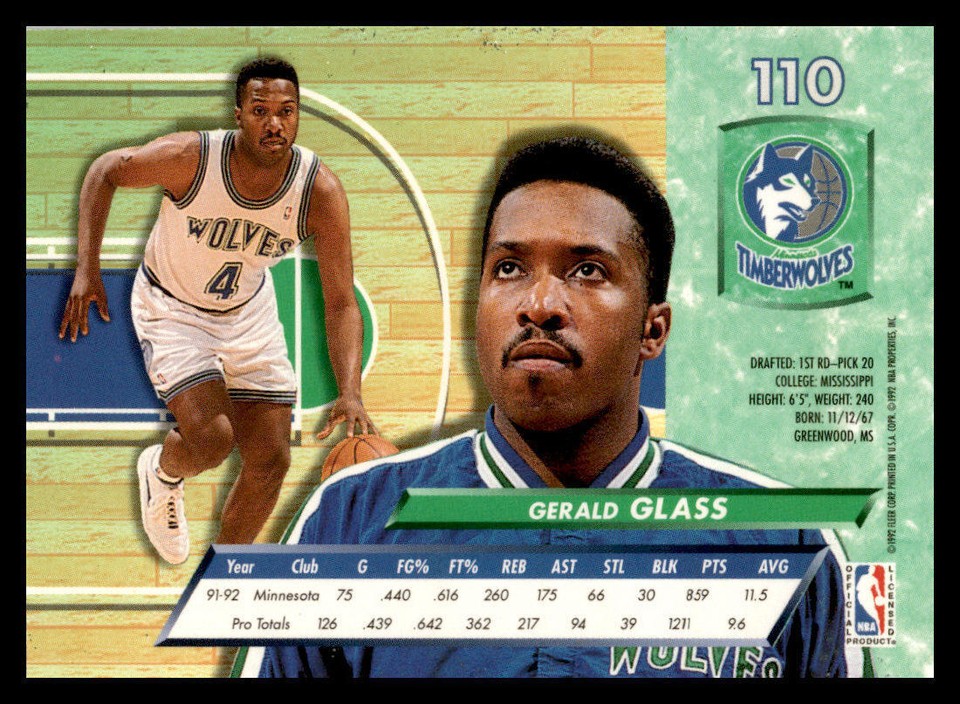 1992-93 Ultra Gerald Glass #110 Minnesota Timberwolves | eBay