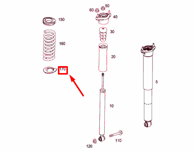 Mercedes-Benz C W204 Rear Lower Spring Shim A2043240184 Genuine for ...