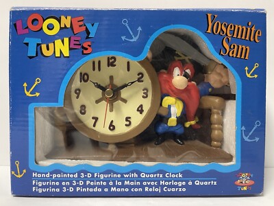 looney tunes yosemite sam clock With Box WB TESTED And WORKING | eBay