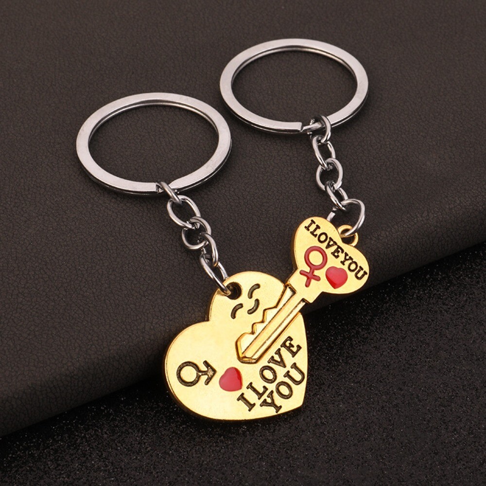 Tanabata Pendant Metal Key Chain Heart-shaped Couple Keychain Wedding ...