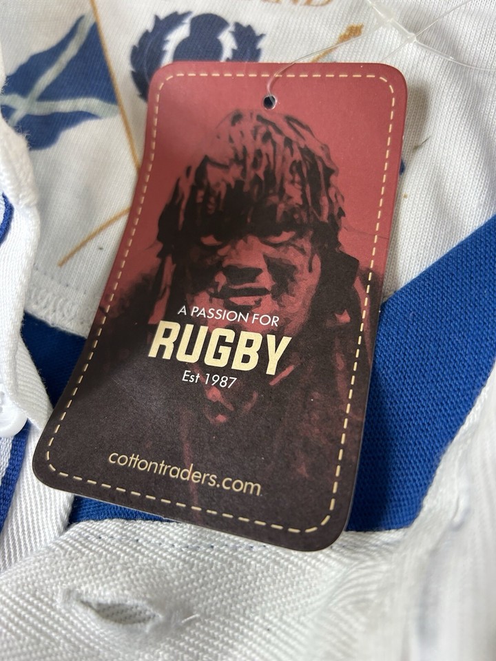Cotton Traders Scotland RFU Rugby Shirt Mens XL Blue embroidered Logo ...