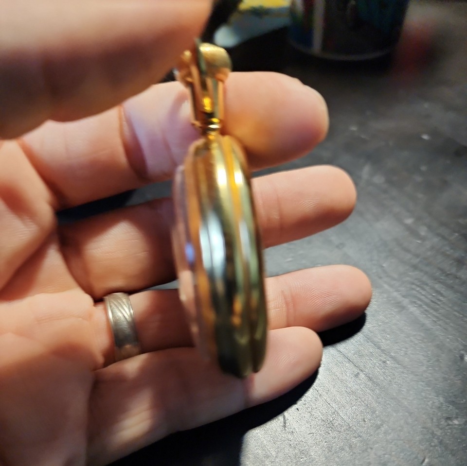 Westclox Gold Tone Pocket Watch Running Sub Dial Roman Numeral -Train ...