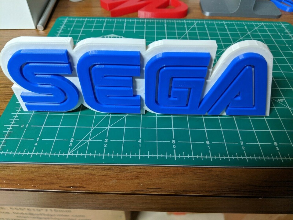 SEGA logo sign fan art 3D printed video game shelf stand wall display ...