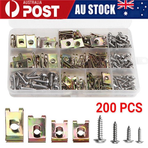 200Pcs Stainless Steel U Nuts Bolt Speed Clips Panel Trim Automotive ...