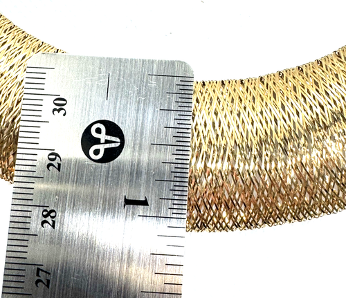 18k impressive woven wire omega chain flexible mesh necklace 13+ gms ...