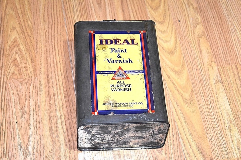 Vintage Ideal All Purpose Varnish 1 Gallon Can Tin John Watson Paint Co ...