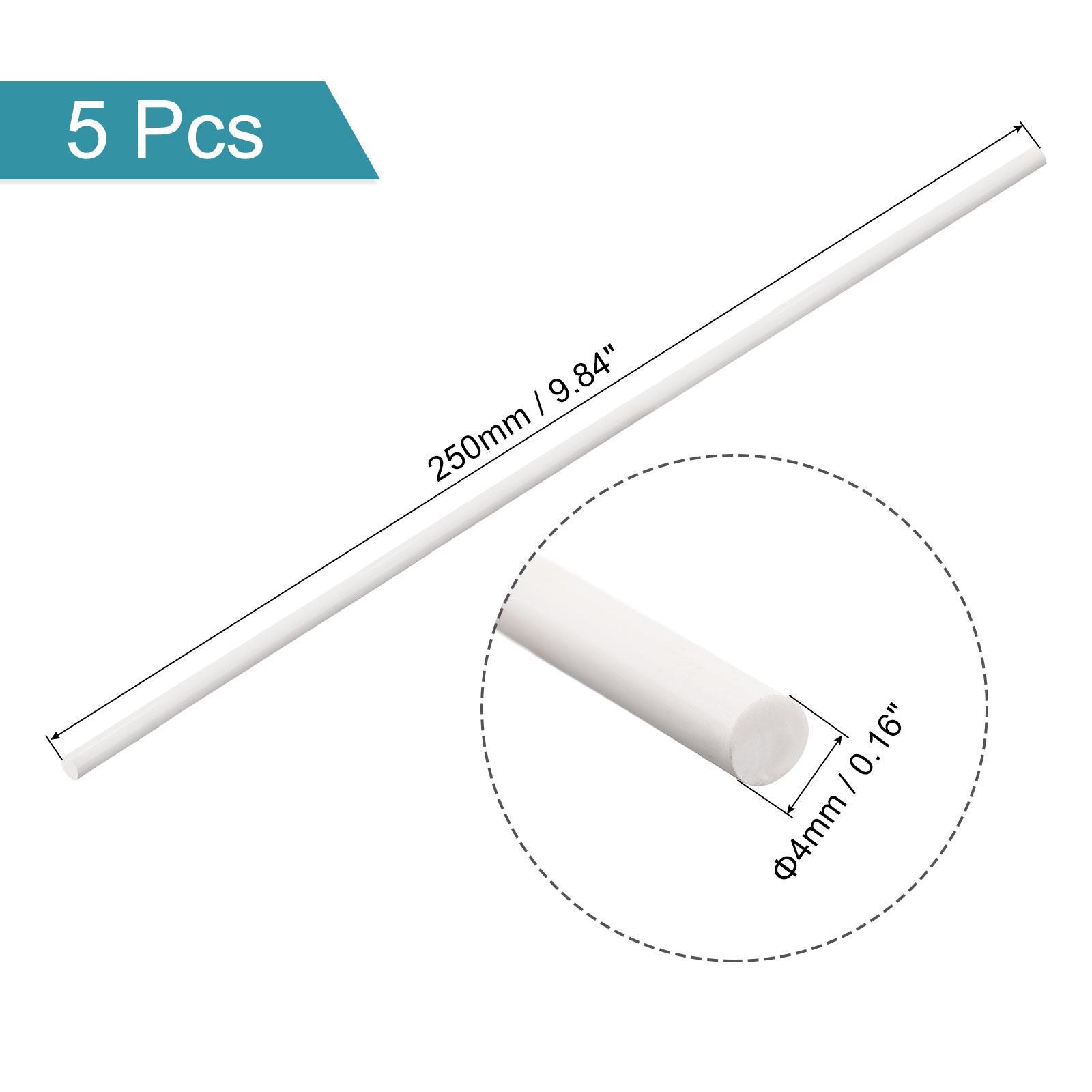 ABS Plastic Rod Round Solid White Bar 4mmx250mm for DIY Model Material ...