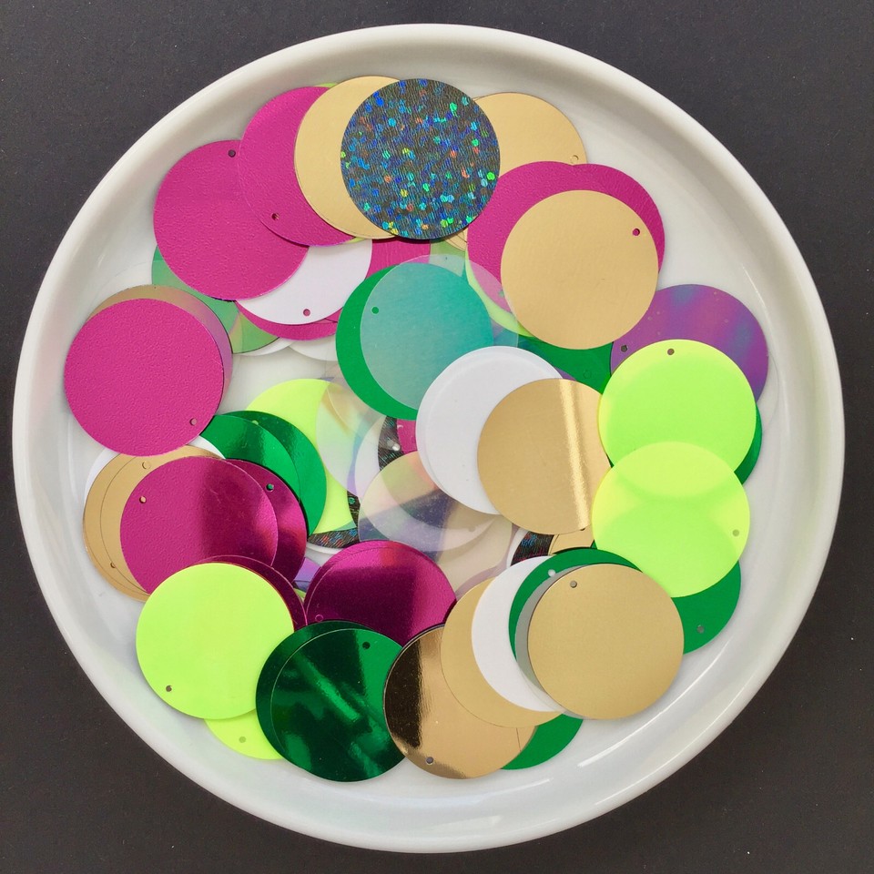 Large Sequins/Round Discs 100 x 24 mm- 24 colours. Festival/Costume ...
