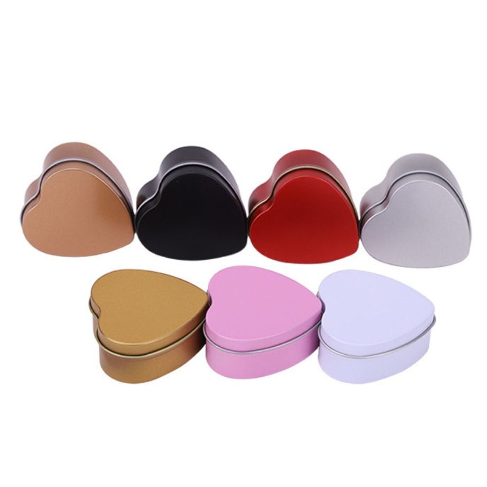 Empty Heart Shape Tins Silver/Red/Pink Heart-shaped Containers Jewelry ...