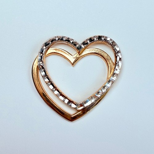 Michael Anthony 14K Two Tone Gold Overlapping 2 Hearts Etched Charm ...