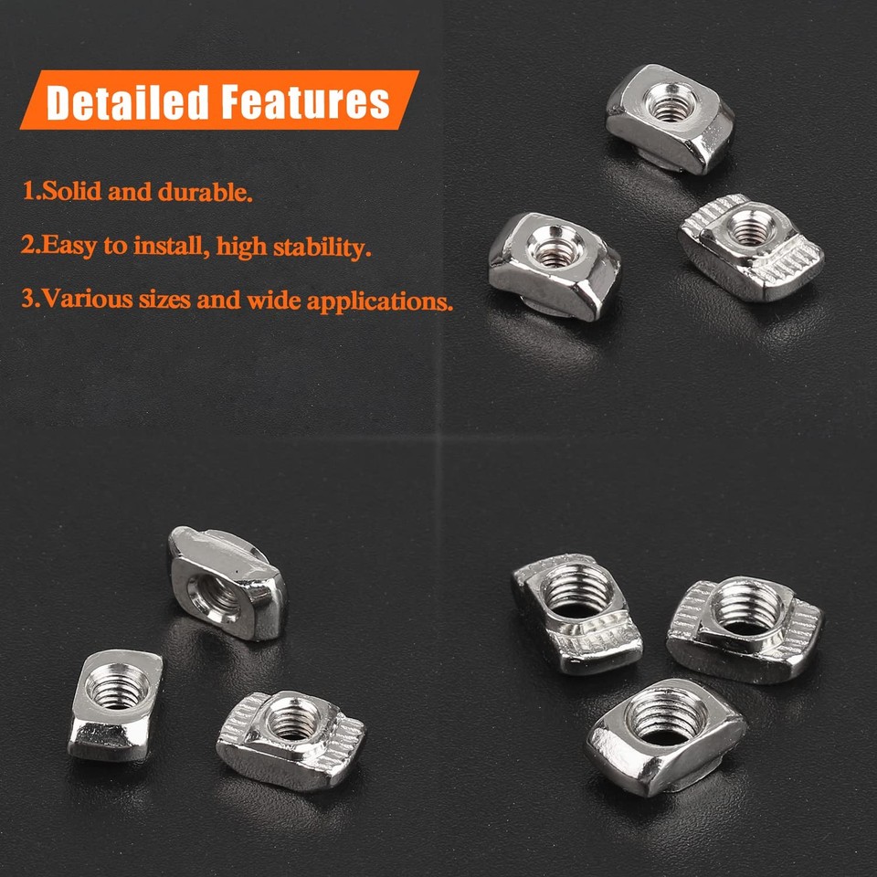 200 Pieces 2020 Series M3 T Nuts, M3 T Slot Nuts for Aluminum Profile ...