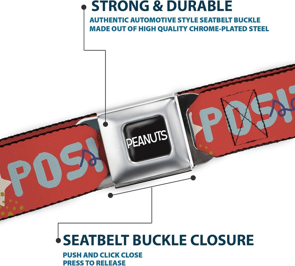 Peanuts Title Logo Full Color Black/White Seatbelt Belt - Peanuts G ...