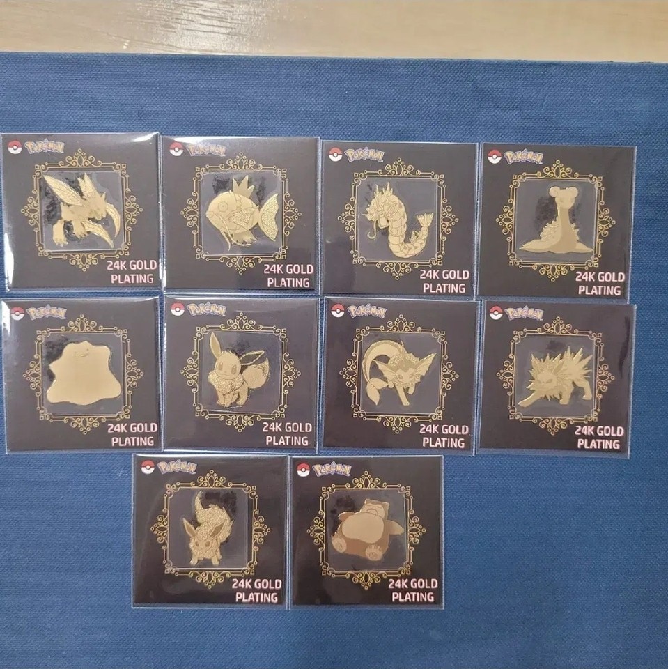 Korea Pokemon 24k Gold Plated Stickers -Full 50 Set with Mew Included ...