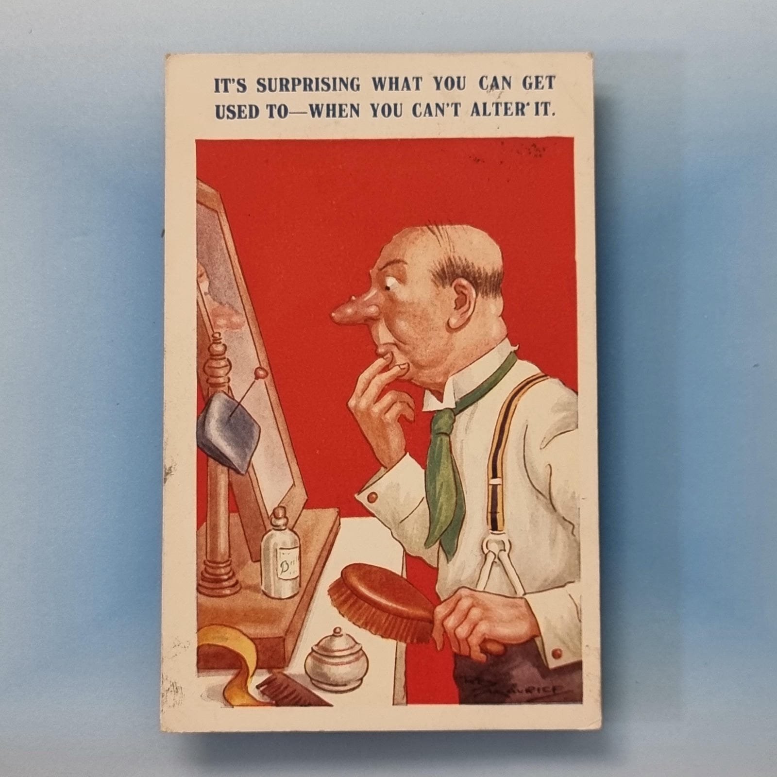 Reg Maurice Comic Postcard 1923 Man Grooming Warts On Nose Braces | eBay