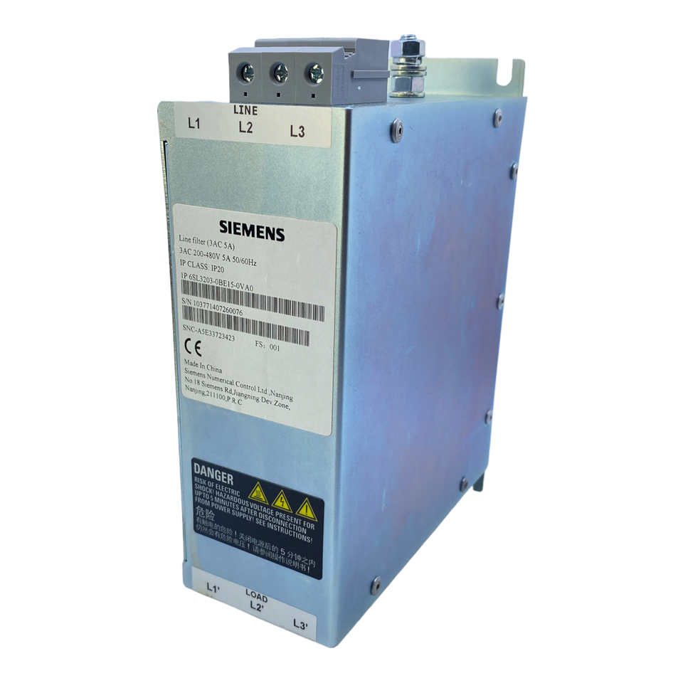Siemens 6SL3203-0BE15-0VA0 line filter 200-480V 3-phase AC 5A 50/60Hz ...
