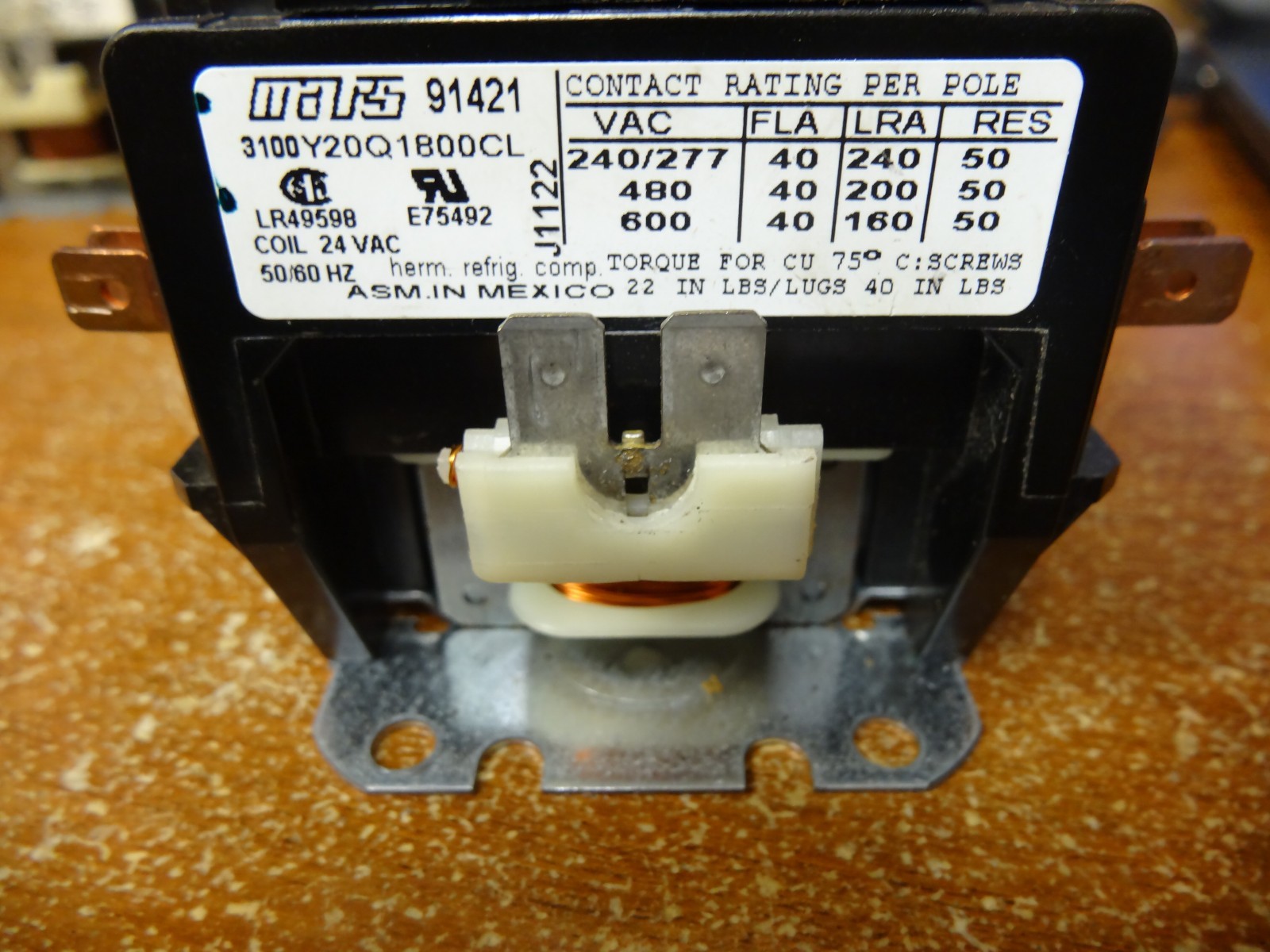 MARS 91421 Contactor 3100Y20Q1800CL; 24V 50/60hz-------"USED" | eBay
