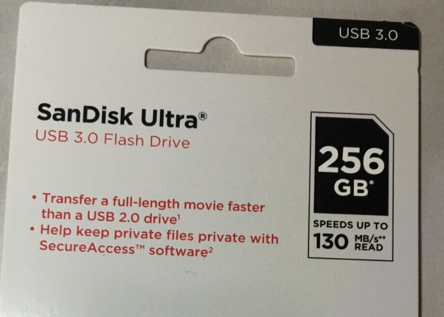 scandisk Ultra 256 GB USB 3.0 Flash Drive, Black, New 619659125967| eBay