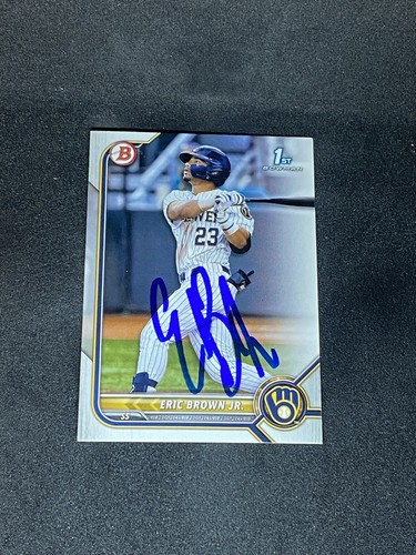 Eric Brown Jr. 2022 Bowman Draft #BD48 Milwaukee Brewers Autographed ...