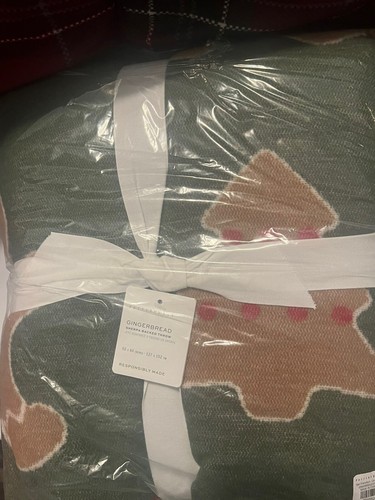 Pottery Barn Gingerbread Jacquard Sherpa Back Throw-NEW-50” X 60” | eBay