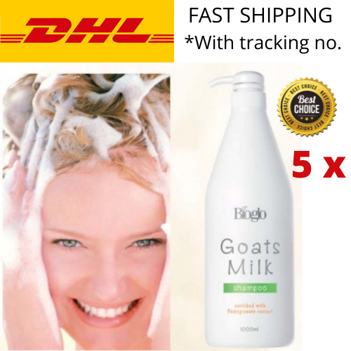5 x COSWAY Bioglo Goat's Milk Pomegranate Shampoo 1000 ml 33.81 fl oz ...