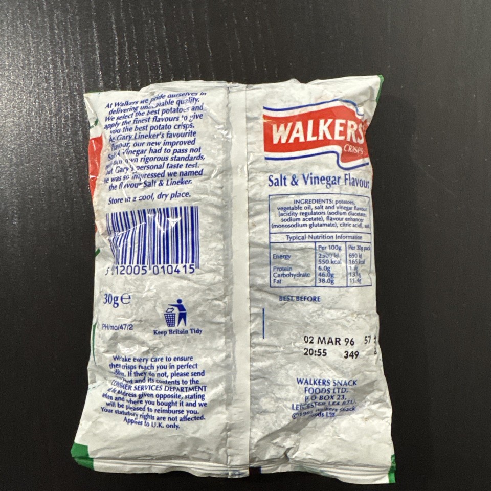 ** Unopened** Walkers Salt & Lineker Crisp packet 1996 | eBay UK