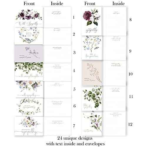 24 Pack Sympathy Cards with Envelopes Condolences Cards Bereavement ...